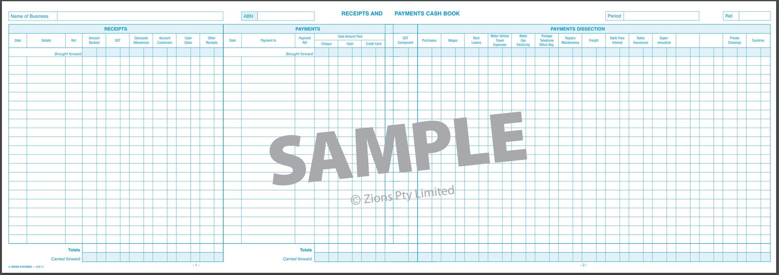 Receipts Payments Book Zions Small Business Essentials SBE12