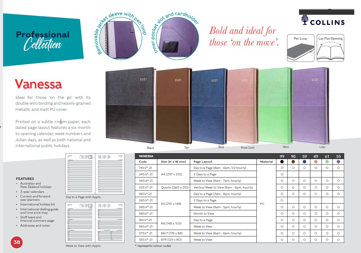 2022 Collins Vanessa Diaries Office and School Australia
