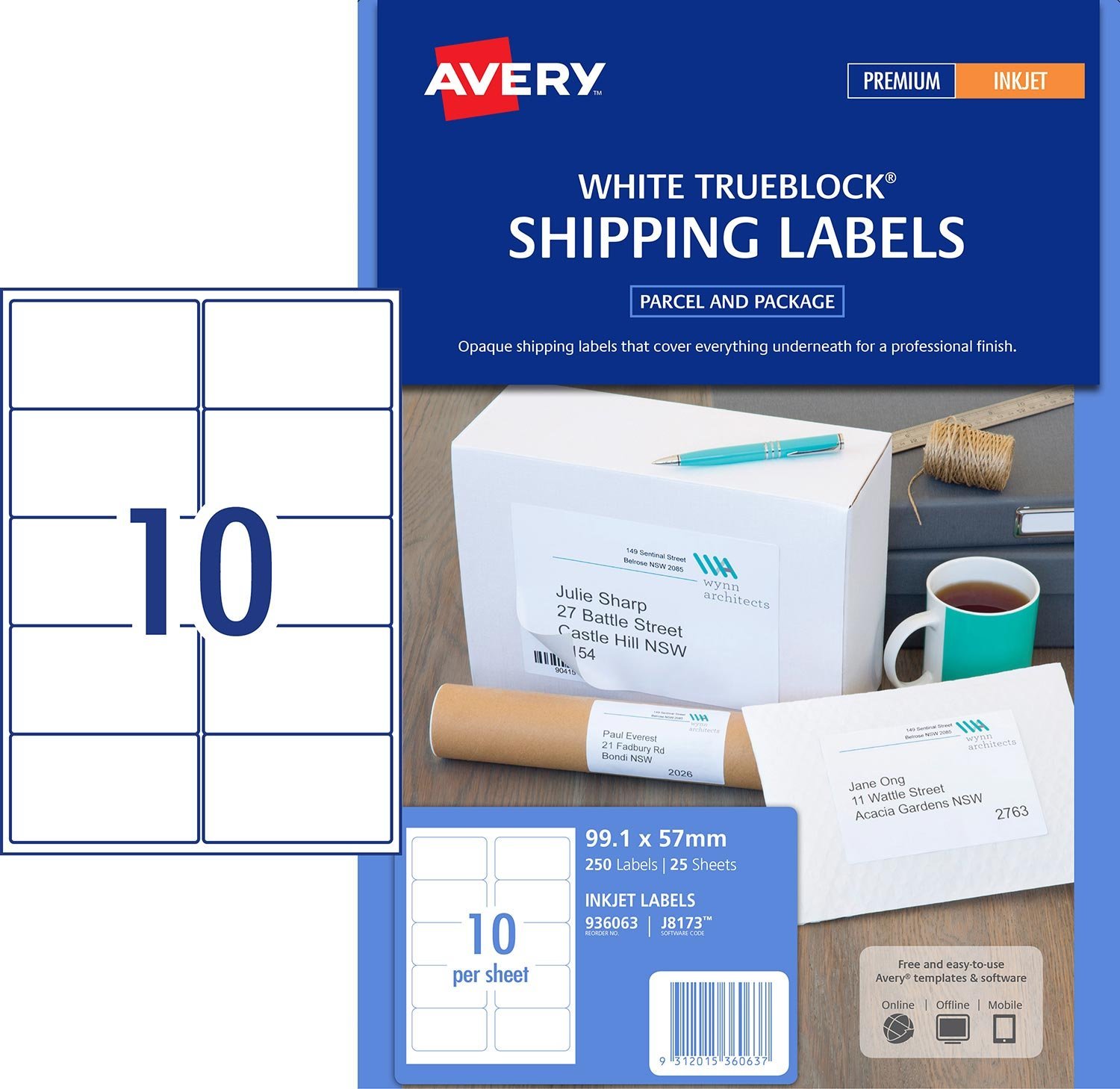 InkJet Labels 10 Per Sheet White Permanent Avery J8173 Pack 25 InkJet Labels 10 Per Sheet White Permanent Avery J8173 Pack 25