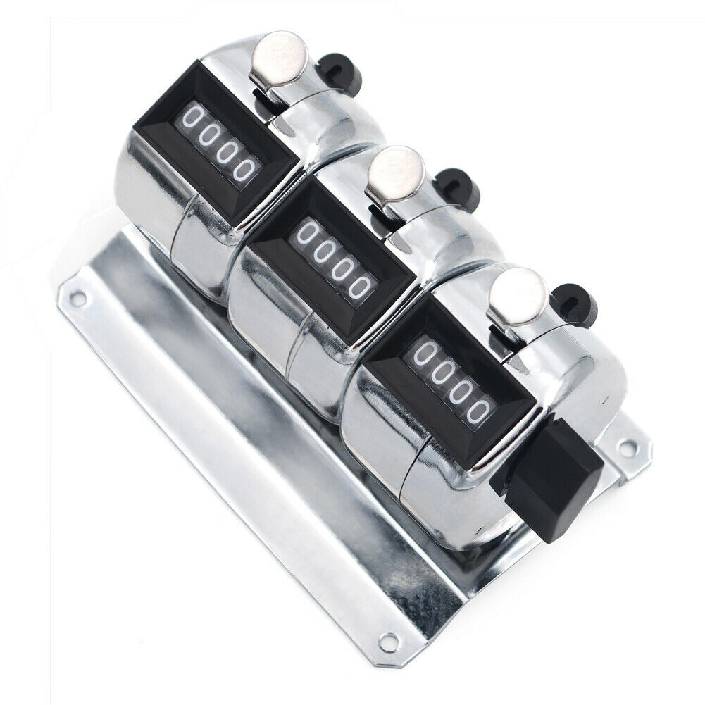 DeskTop Tally Counters 3 Bank 4 Digit Chrome